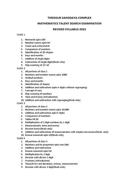 Mtse New Syllabus 2023 2024 Pdf Numbers Area