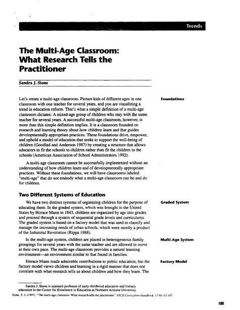 Pdf The Multi Age Classroom What Research Tells The Multi Age