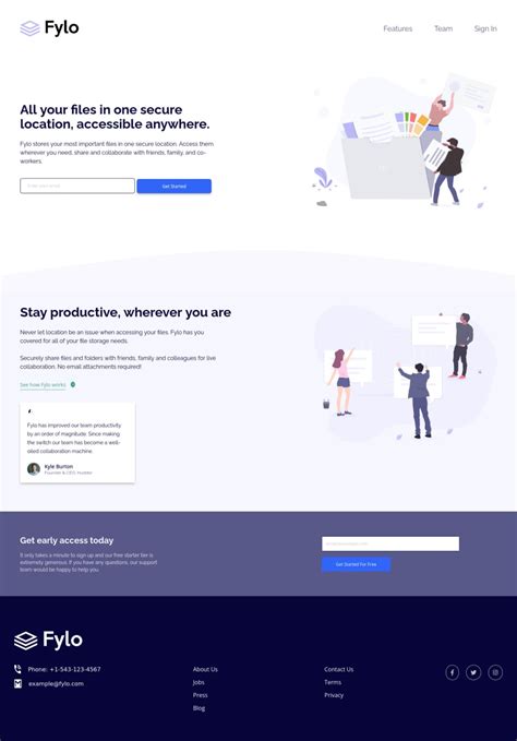 Frontend Mentor Fylo Landingpage Tailwind Css Coding Challenge Solution