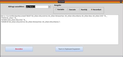 Sql Zu Vba Konverter