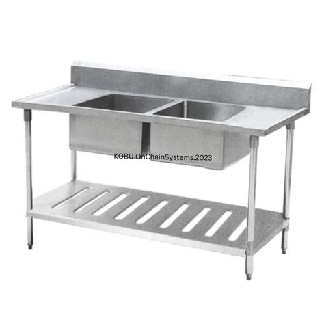 Double Sink Table Stainless Steel Kbs Dst 180 Kobu Horeca 食品サービスの供給