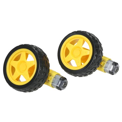 2 Sets Dc Gear Motor Tire Wheel For Arduino Dc 3v 6v Smart Car Diy