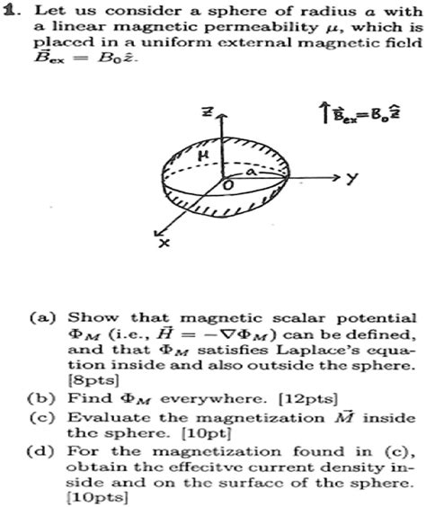 solved let us consider a sphere of radius a with a linear magnetic
