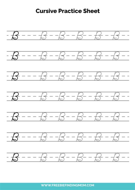 Free Printable Cursive Alphabet Practice Sheets Capital B