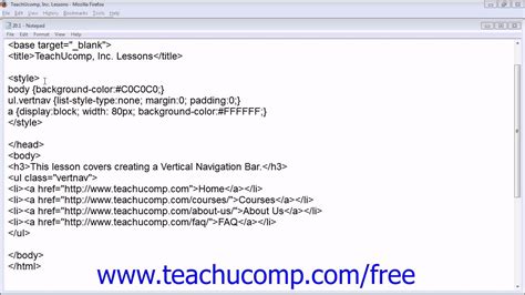 Html5 And Css3 Tutorial Vertical Navigation Bar Training Lesson 201 Youtube