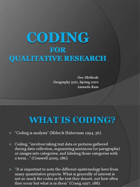 Coding For Qualitative Research Qualitative Research Geography