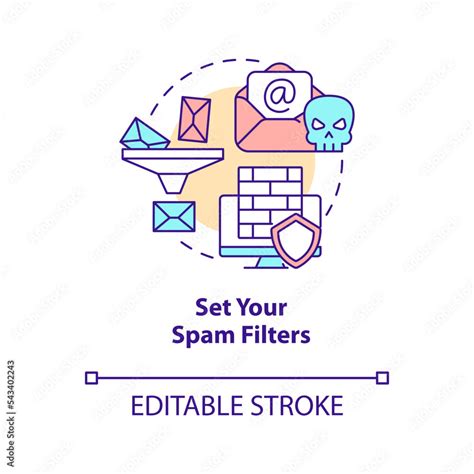 Set Your Spam Filters Concept Icon Email Protection Check Security Settings Abstract Idea Thin