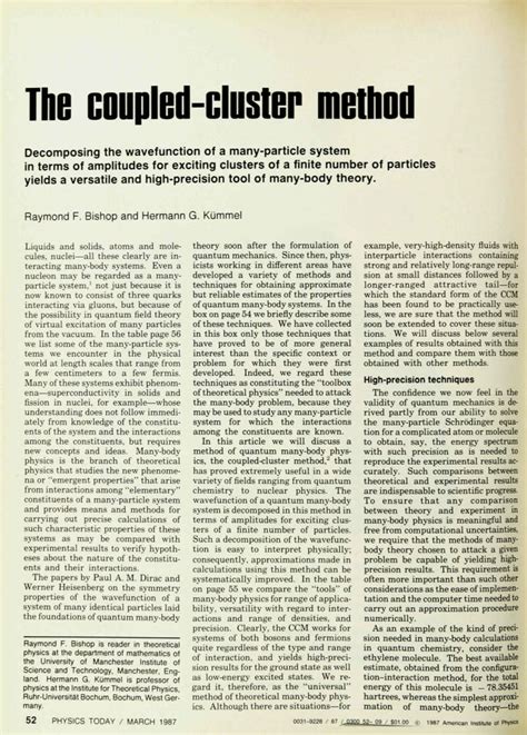 Pdf The Coupled Cluster Method