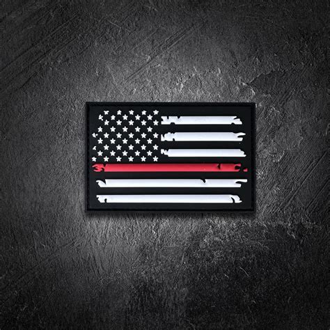 Weathered Thin Red Line Pvc Morale Patch Patchops