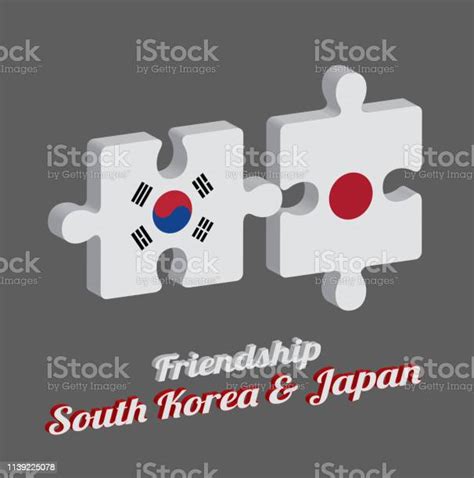 지 그 소 퍼즐 3d 대한민국 국기와 일본 국기 텍스트와 함께 우정 한국 일본 친절의 개념입니다 3차원 형태에 대한 스톡 벡터 아트 및 기타 이미지 Istock