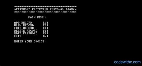 Mini Project In C Personal Diary Management System Code With C