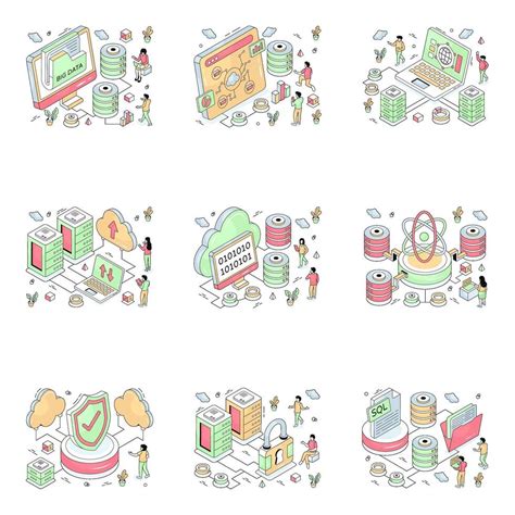 Set Of Big Data Isometric Illustrations 55226575 Vector Art At Vecteezy
