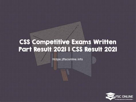 CSS Competitive Exams Written Part Result CSS Result
