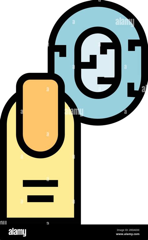 Fingerprint Scanning Icon Outline Vector Finger Scan Thumb Scanner Color Flat Stock Vector