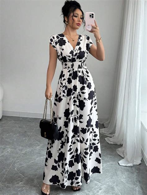 Selianne Vestido Largo Casual Con Escote En V Y Estampado En Toda La