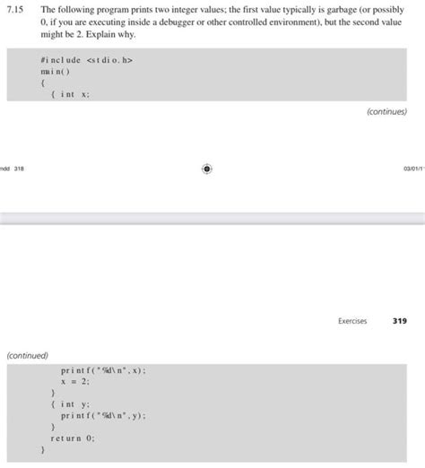 Solved 715 The Following Program Prints Two Integer Values