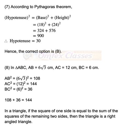 Education Problem Set 2 Pythagoras Theorem Maths Ii Ssc 10th
