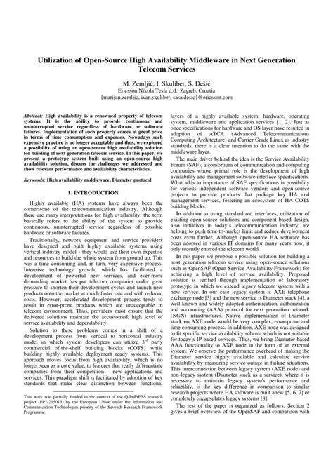 Pdf Utilization Of Open Source High Availability Middleware In Next