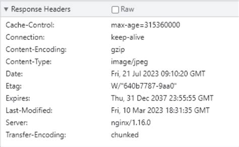 图片资源响应头缺失“content Length” Tab