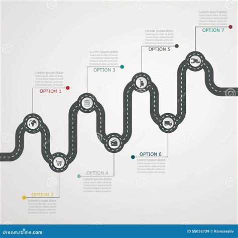 Road Infographic Timeline Stepwise Structure With Icons Stock Vector Illustration Of