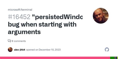 Persistedwindowlayout Bug When Starting With Arguments · Issue 16452 · Microsoftterminal