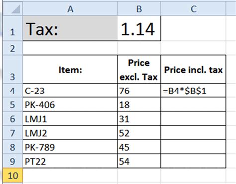 free microsoft excel tutorial absolute and relative references