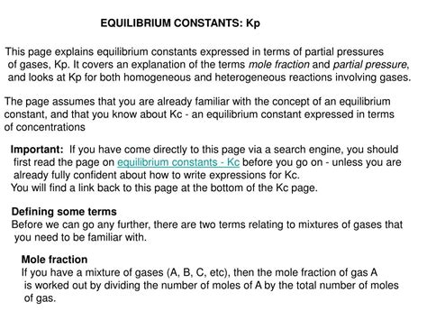 Ppt Equilibrium Constants Kp Powerpoint Presentation Free Download