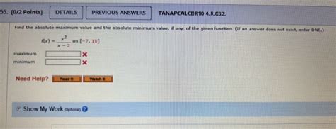 Solved Find The Absolute Maximum Value And The Absolute Chegg Com