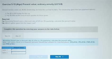 Solved Exercise Algo Present Value Ordinary Annuity Chegg Com