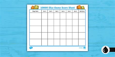 10000 Dice Game Score Sheet Teacher Made Twinkl