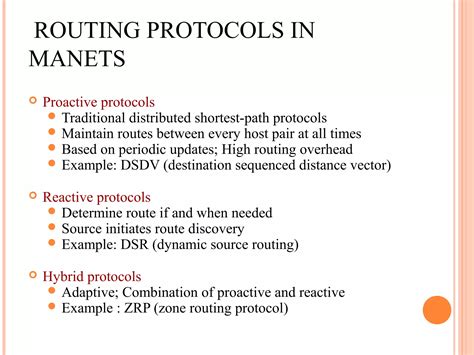 Survey Of Manet Protocols Ppt