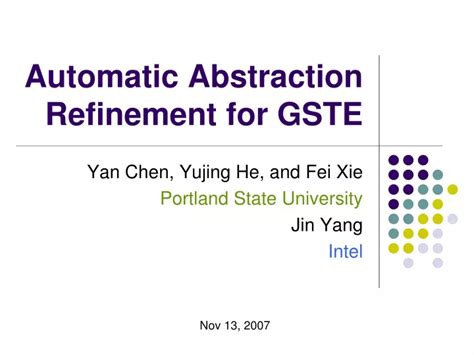 Ppt Automatic Abstraction Refinement For Gste Powerpoint Presentation