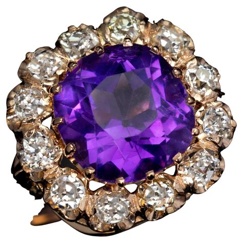 Antique Victorian Amethyst Diamond Ring 72ct Amethyst For Sale At 1stdibs