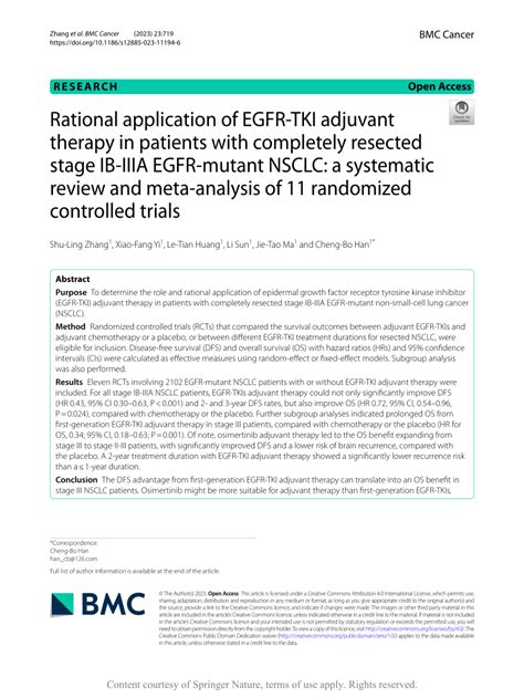 Pdf Rational Application Of Egfr Tki Adjuvant Therapy In Patients