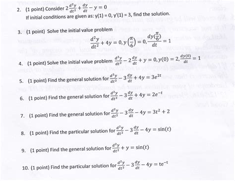 Solved Consider 2 D2 Ydy Dydt Y 0 If Initial