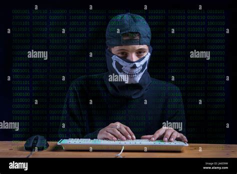 Hacker Using The Computer Young Man Using The Computer Programmer With Lines Of Code Hacking