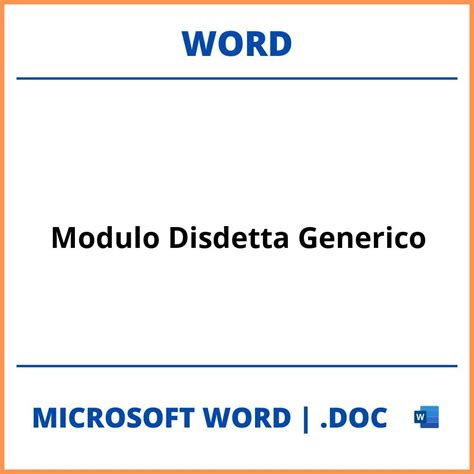Modulo Disdetta Generico Word