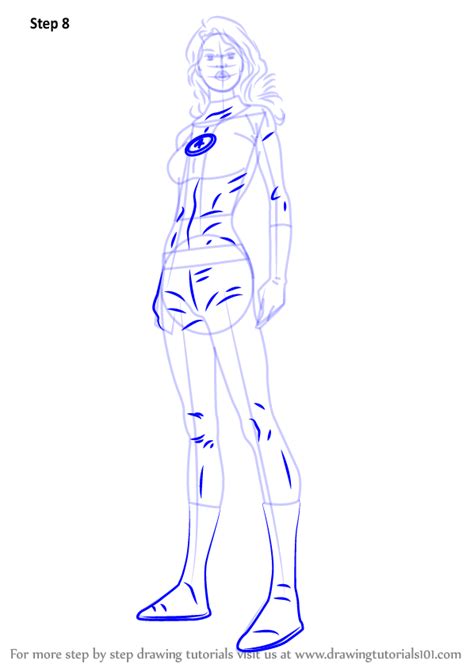 how to draw invisible woman marvel comics step by step