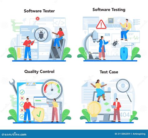 Software Testing Concept Set Application Or Website Code Test Process