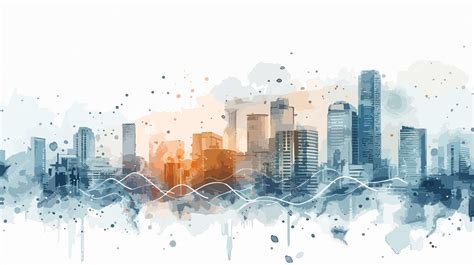 Cityscape And Financial Graph Chart Network On Blurred Background Premium Ai Generated Vector