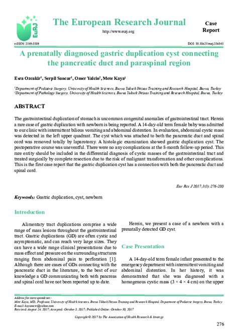 Pdf A Prenatally Diagnosed Gastric Duplication Cyst Connecting The Pancreatic Duct And