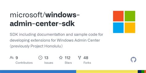 GitHub Microsoft Windows Admin Center Sdk SDK Including Documentation And Sample Code For