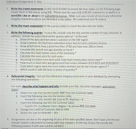 Solved 1 Write The Create Statements In The Correct Order