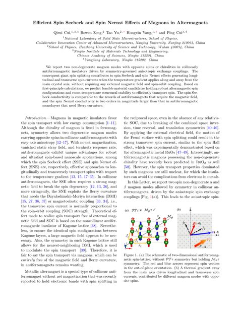 Pdf Efficient Spin Seebeck And Spin Nernst Effects Of Magnons In