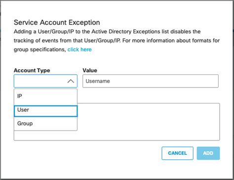 Configure Active Directory User Exceptions