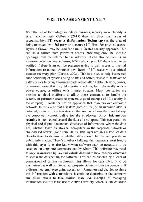 Written Assignment Unit 7 Written Assignment Unit 7 With The Use Of Technology In Todays