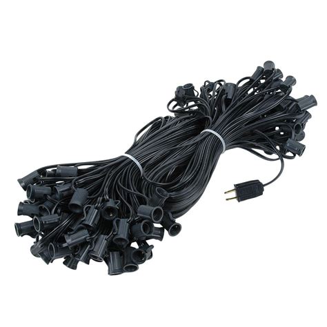 200 Black Wire Christmas Light C7 Stringer 24 Spacing Novelty Lights