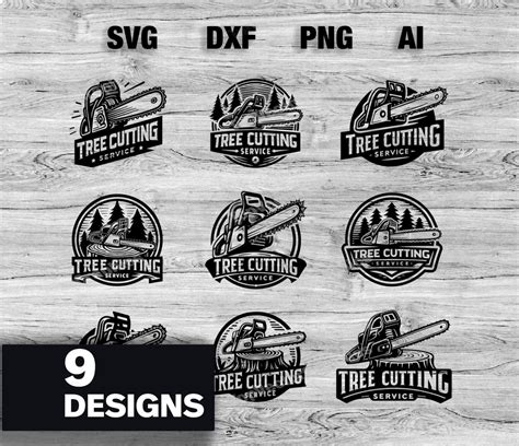 Professional Tree Cutting Service Logo Design Chainsaw SVG PNG Dxf AI Files Included