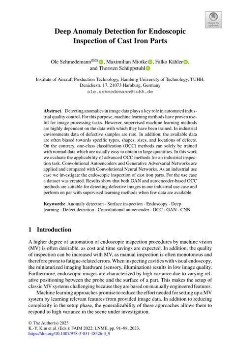 Pdf Deep Anomaly Detection For Endoscopic Inspection Of Cast Iron Parts