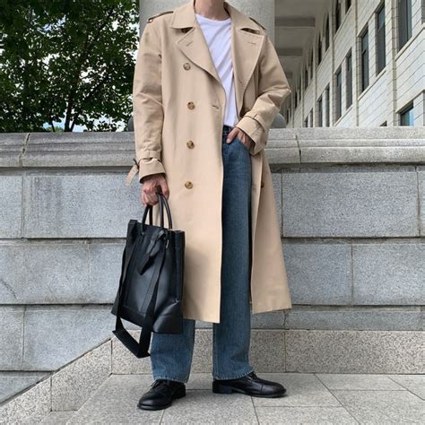 남자 트렌치코트 코디 오버핏 사이즈 오랜만에 착용 네이버 블로그